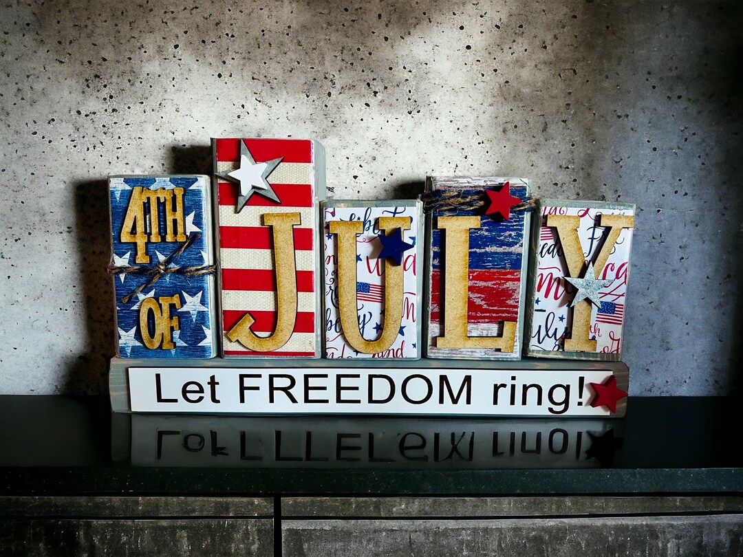 Rustic 4th of July Wood Block Decor: Patriotic Home Decor - Etsy