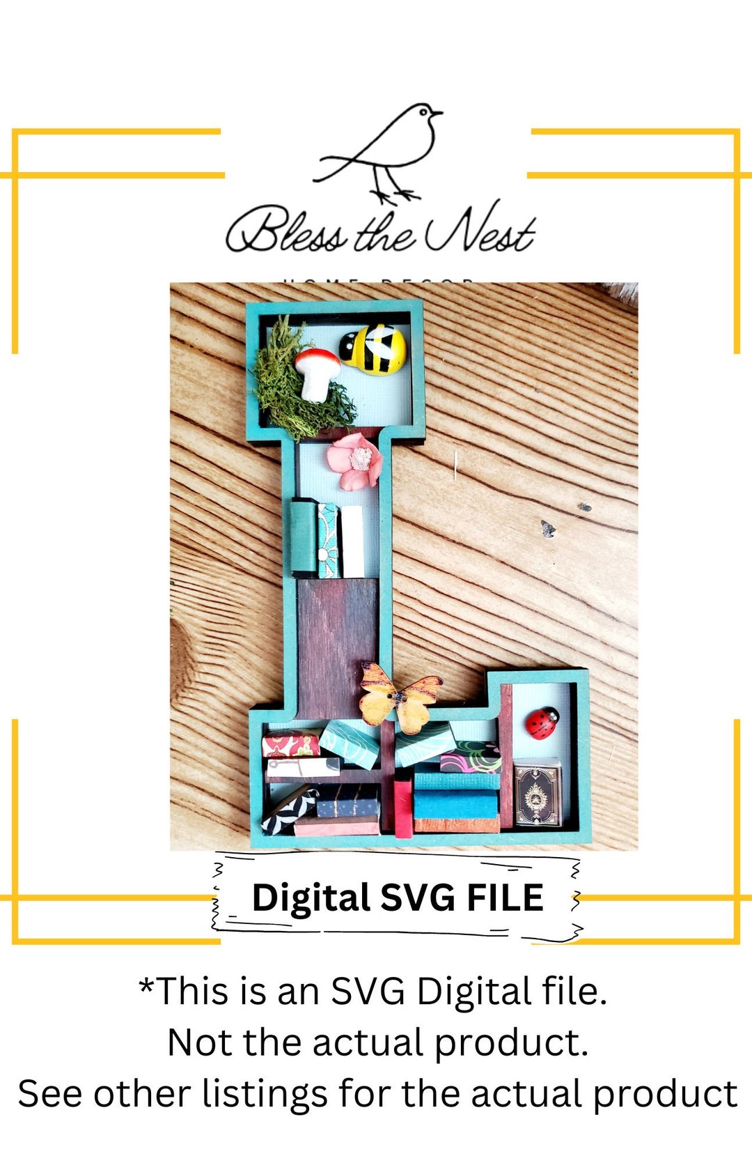Miniature Letter L Bookshelf | Digital File | Personalize With Your Own ...