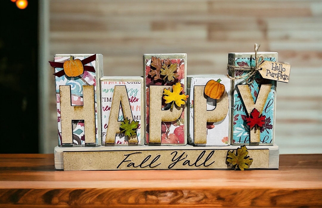 Seasonal Wood Blocks Double Sided With 4th of July and Fall 2 Holidays ...