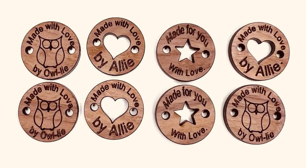 Crochet or Knitting Charms/tags - Wooden Tags/labels- Fabric Charms ...