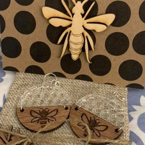 Bee Earrings SVG File: Laser Cut Wood & Acrylic (digital File) - Etsy