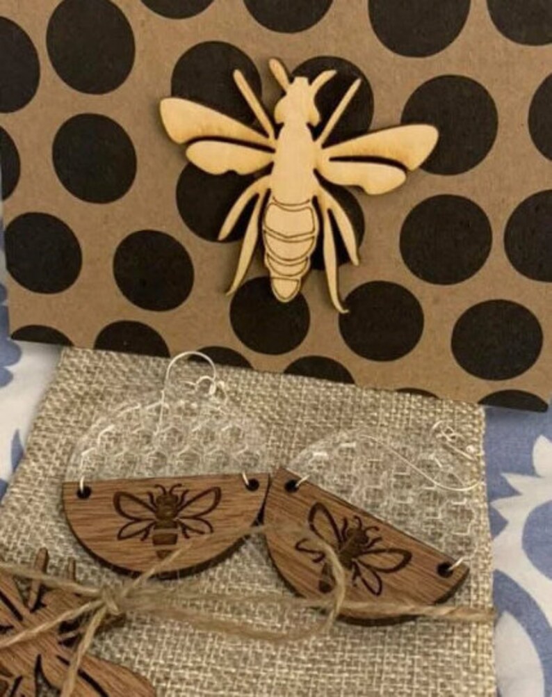 Bee Earrings SVG File: Laser Cut Wood & Acrylic (digital File) - Etsy