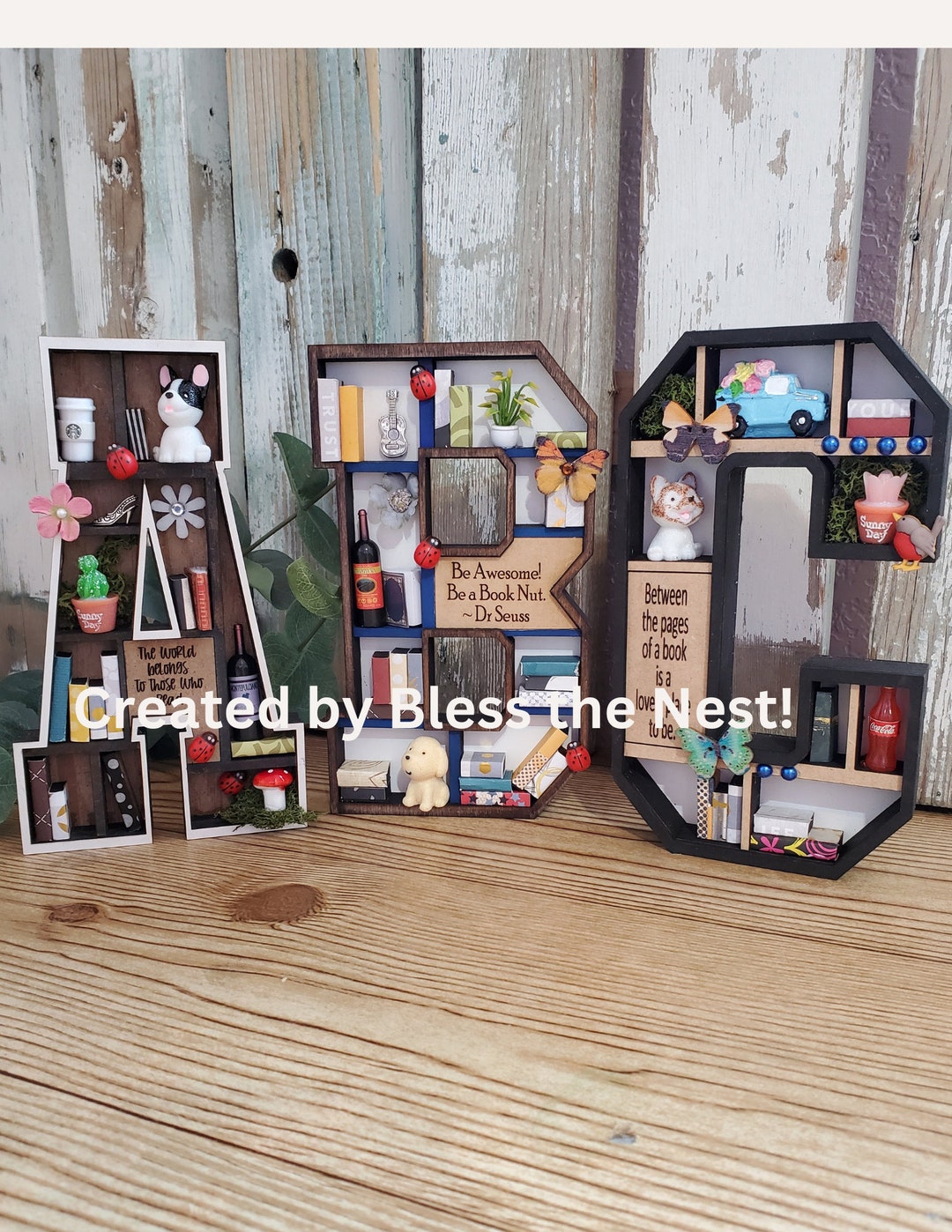 Miniature Letter Bookshelf, Mini Bookcase, Mini Letters With Customized ...