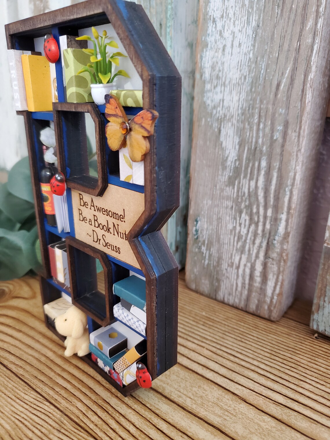 Miniature Letter Bookshelves With Personalized Mini Embellishments ...