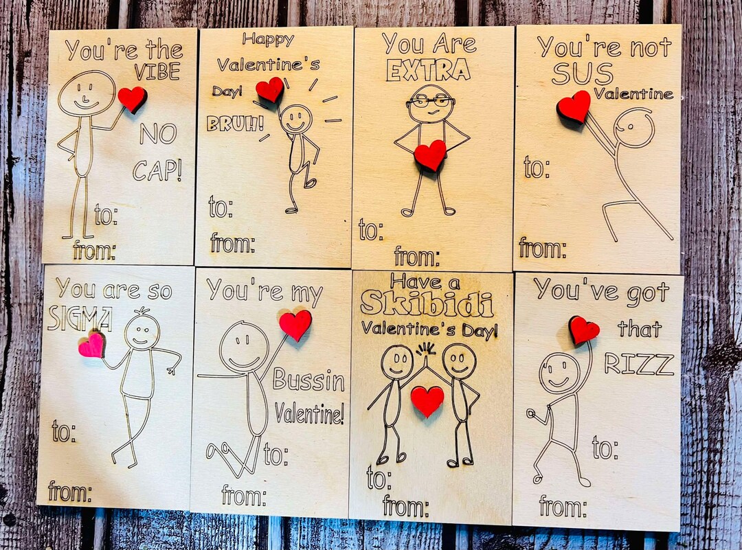 Slang Valentines Day Cards 4 Teens 8 Wooden Cards With Slang Humor ...