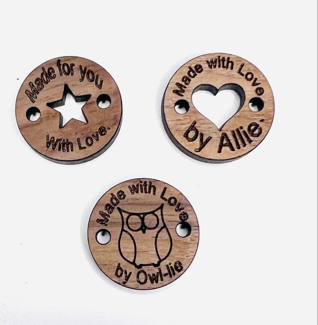 Crochet or Knitting Charms/tags - Wooden Tags/labels- Fabric Charms ...