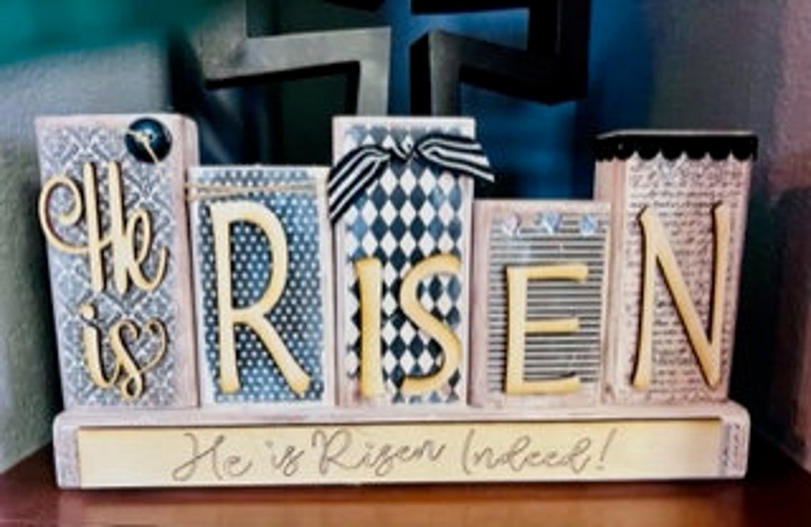 Easter - He is Risen- Rustic / Wood Blocks - Perfect Home Decor for ...