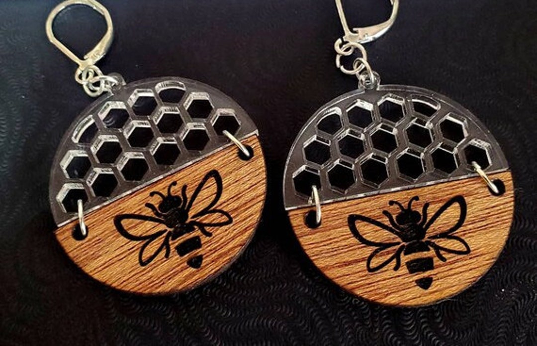 Bee Earrings SVG File: Laser Cut Wood & Acrylic (digital File) - Etsy