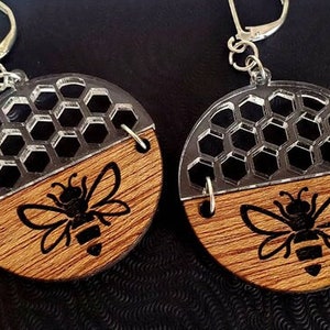 Bee Earrings SVG File: Laser Cut Wood & Acrylic (digital File) - Etsy