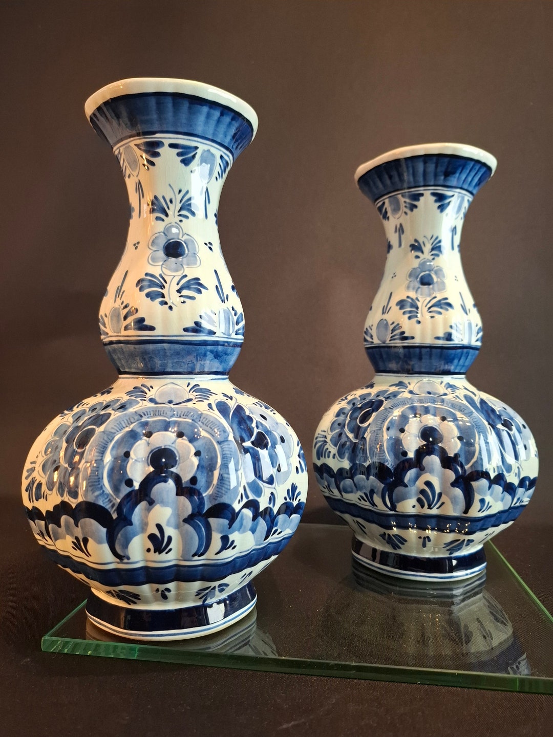 Pair of Hand-painted Delft Blue 212 Vases | Traditional Dutch Pottery ...