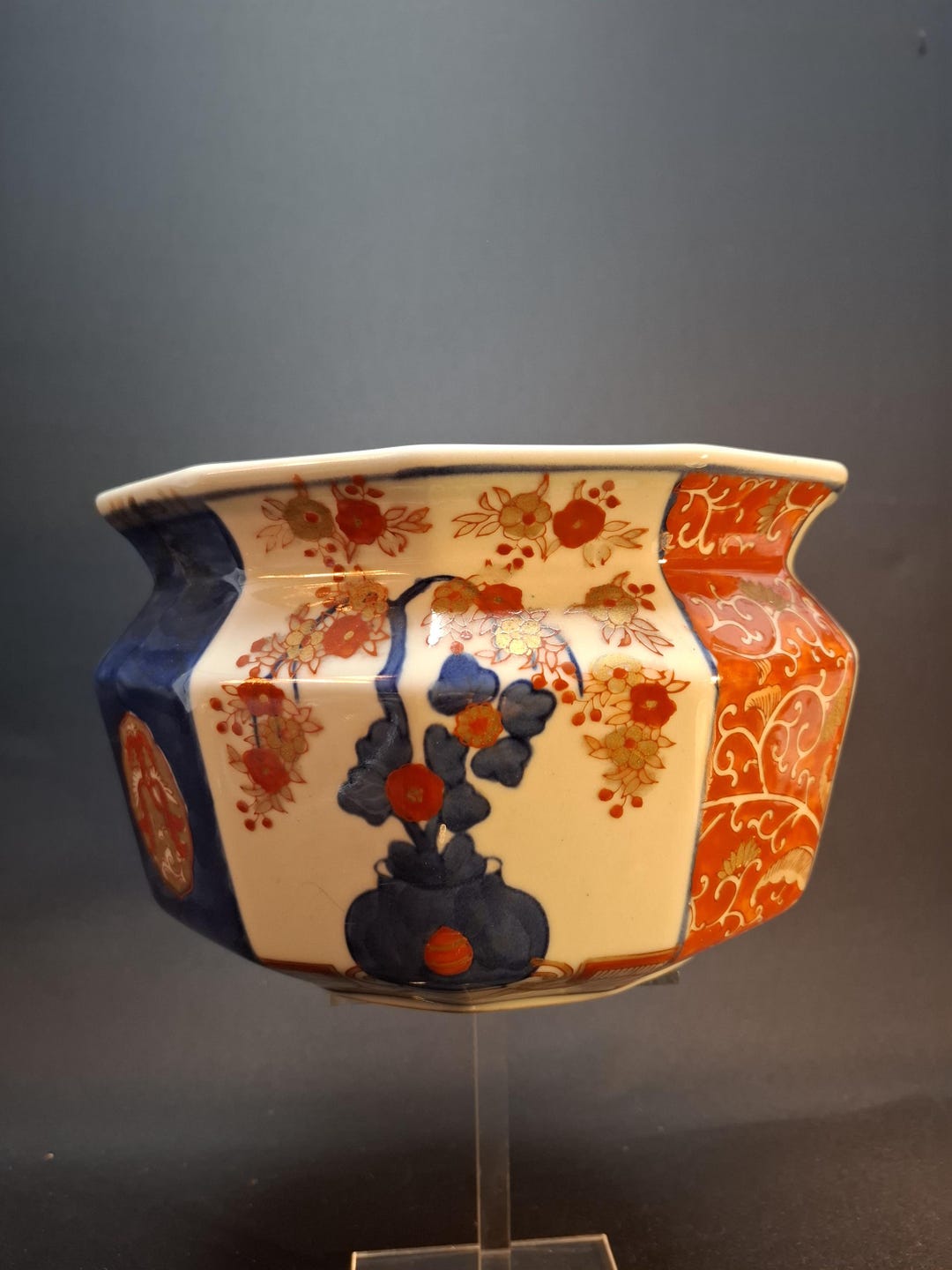 Antique Imari Ironstone Victoria Ware Planter - 23 Cm (9 In) 14.5 Cm (5 ...