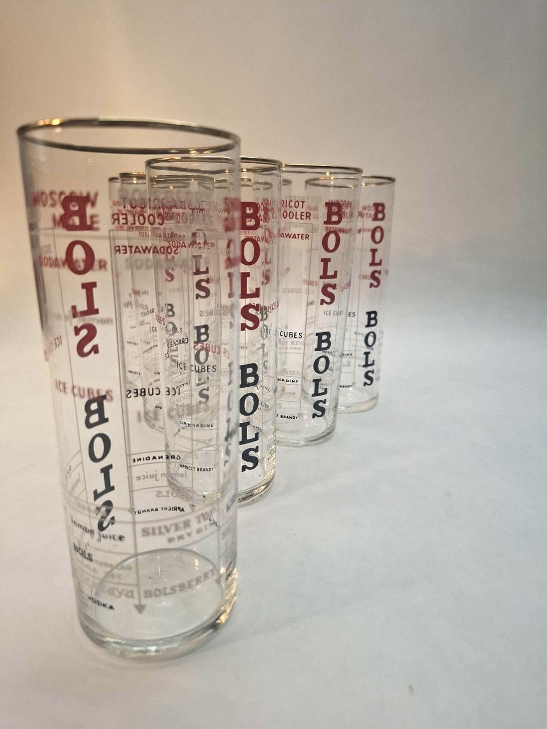 Set of 7 Vintage BOLS Mixing Glasses With Gold Rim, 13.3 Cm / 5.25 in ...
