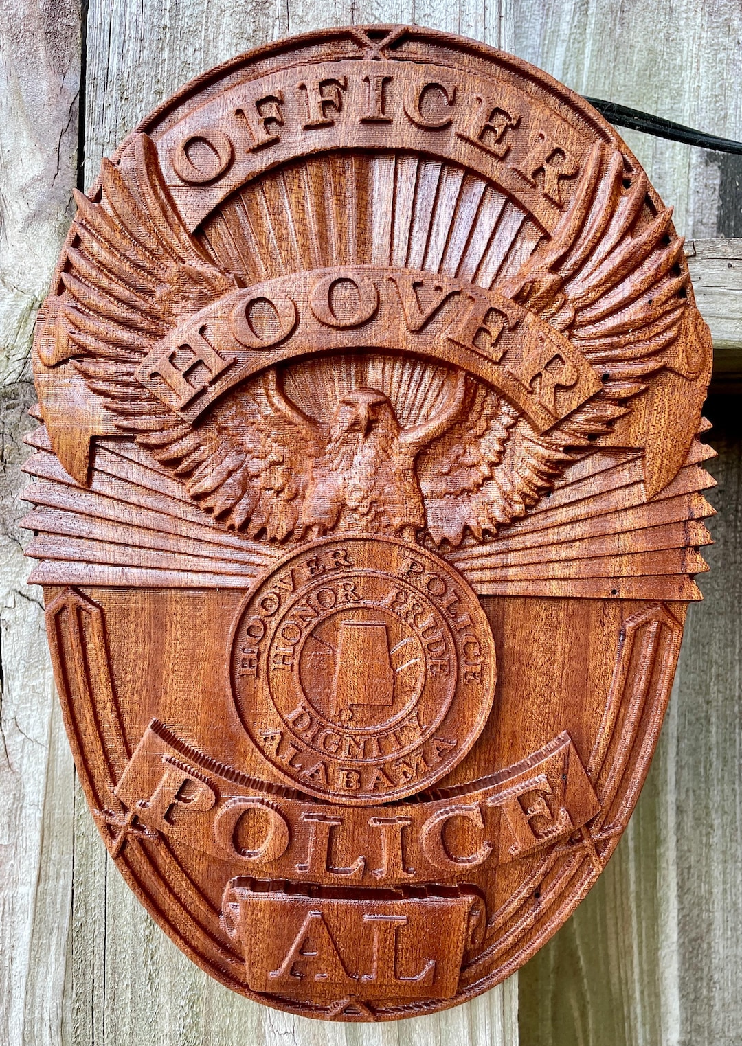 Wooden Police Badge 3D - Hoover Alabama - Etsy
