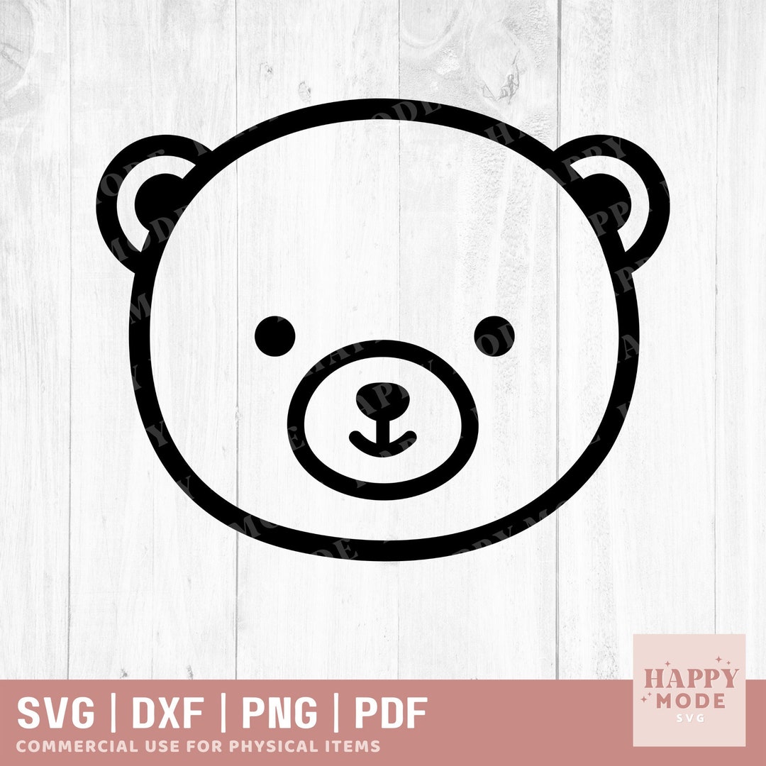 Teddy Bear Face SVG Cute Teddy Bear Clipart Bear PNG Bear Baby Shower ...