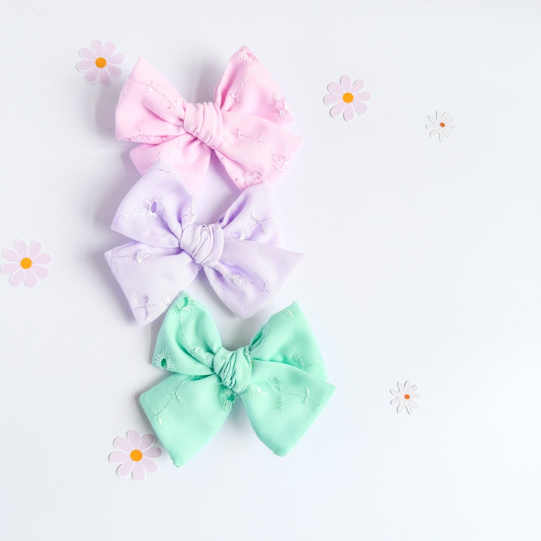 Spring Hair Bows, Fabric Hair Bows, Pastel Color Hair Bows, Spring ...