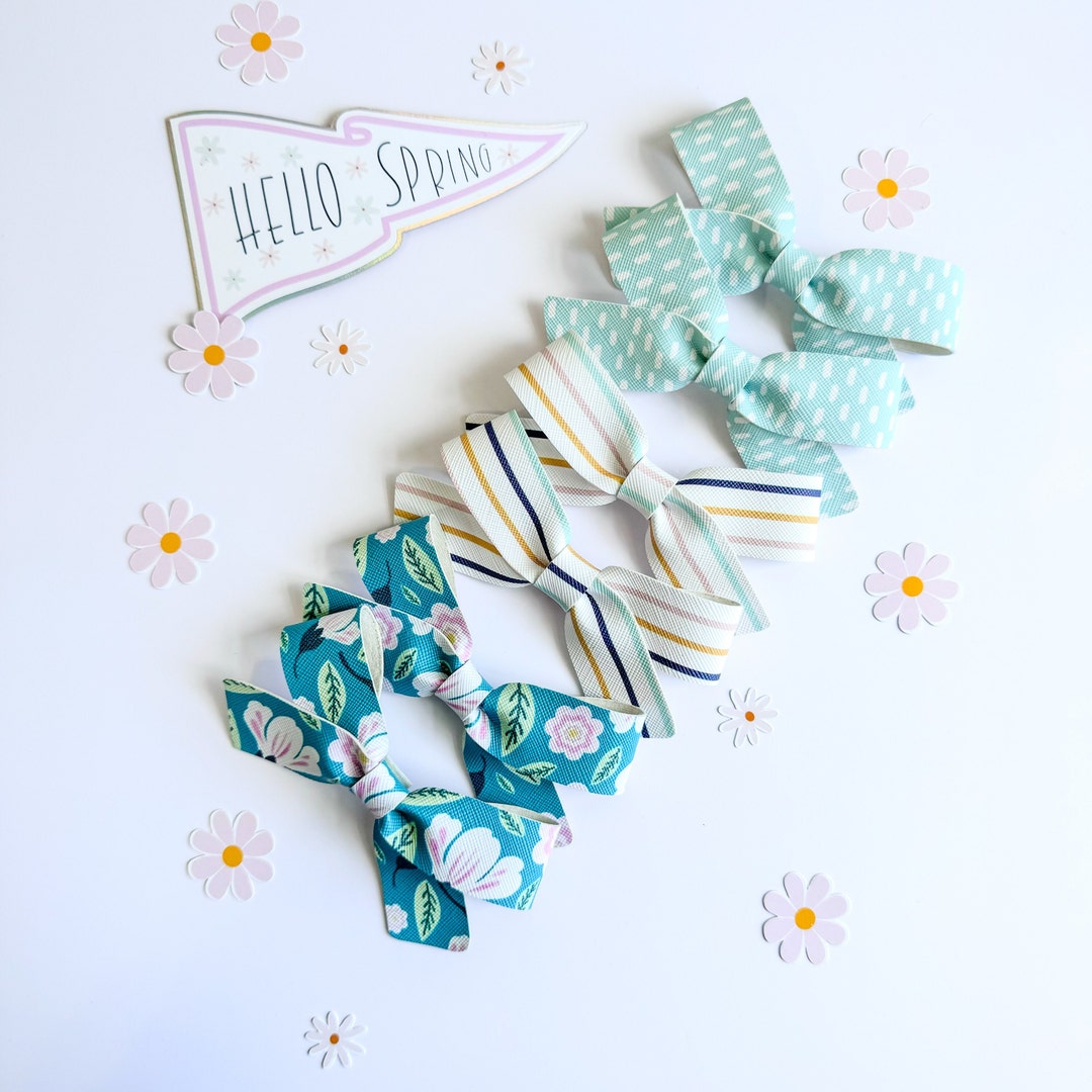Spring Hair Bows, Boho Hair Bows, Pigtail Spring Hair Bows, Girls ...