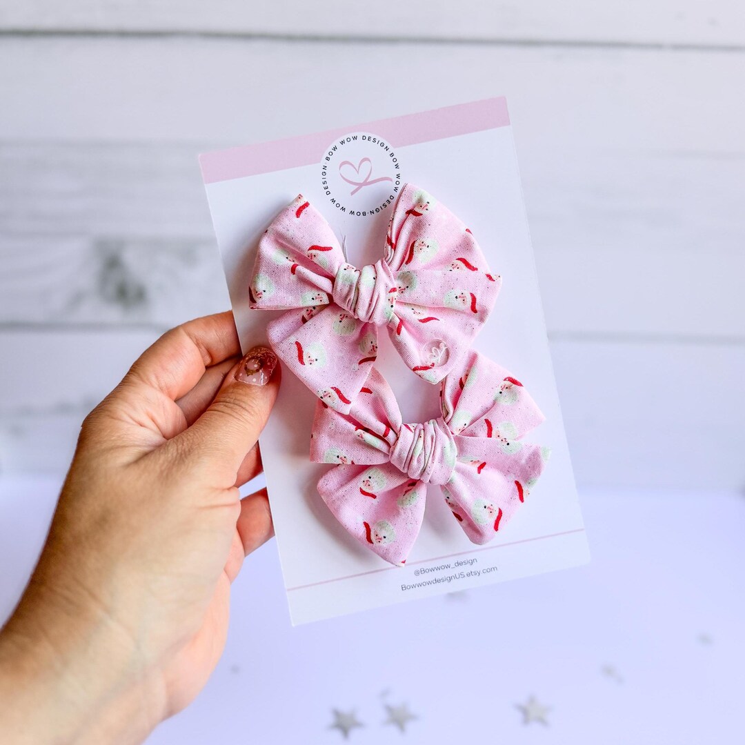 Pink Santa Pigtail Bow for Toddler, Pink Christmas Bow for Gift, Girls ...