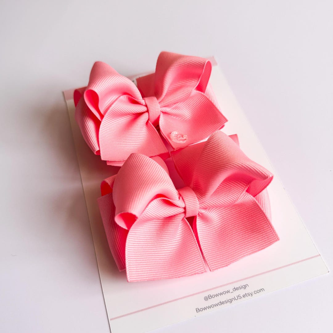 Pink Pigtail Bow for Toddler, Pink Ribbon Pigtail Bow, Toddler Pink ...