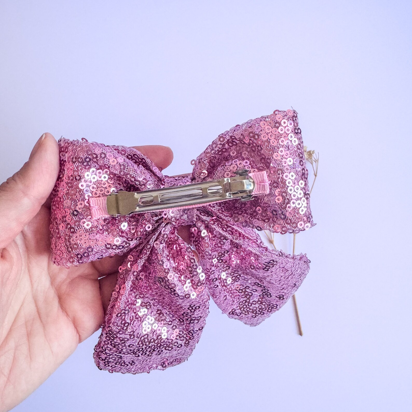 Sequin Bow, Sequin Hair Bow, Pink Sequin Hair Bow, Long Tail Hair Bow ...