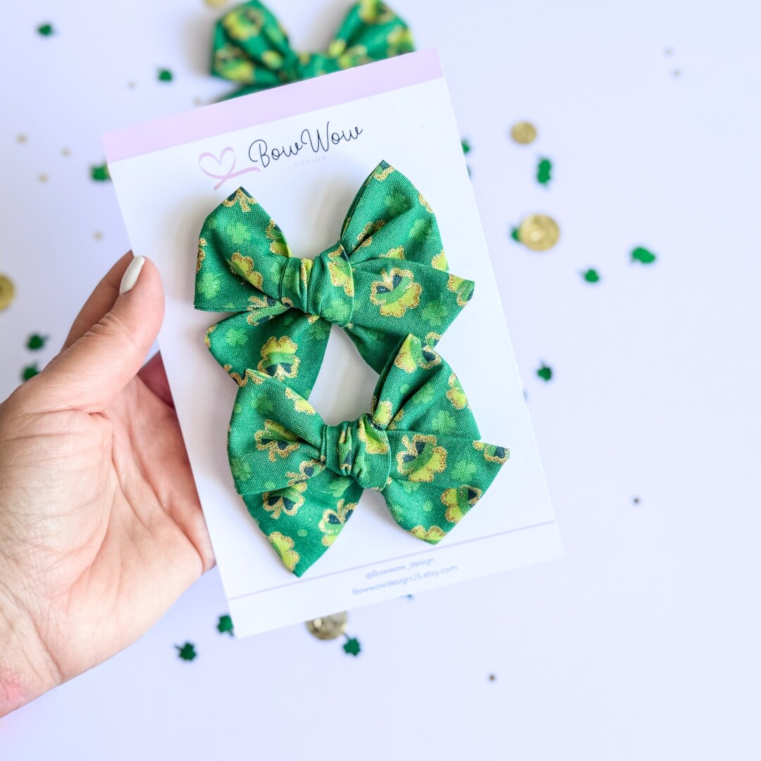 St Patricks Hair Bows, Shamrock Hair Bows, St Patricks Day Bow, Saint ...
