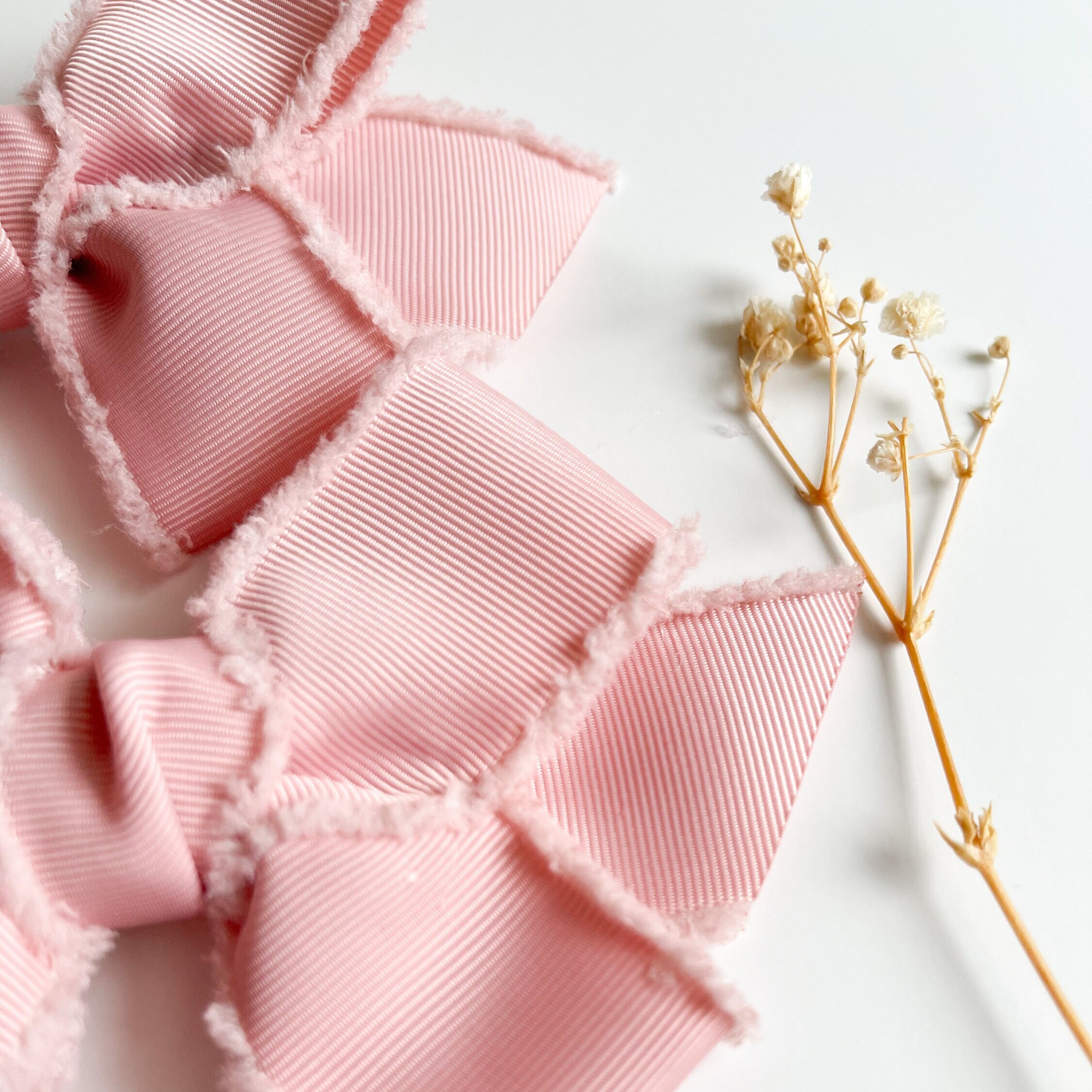 Pigtail Hair Bow, Pigtail Ribbon Hair Bows, Frayed Ribbon, Girls Hair ...