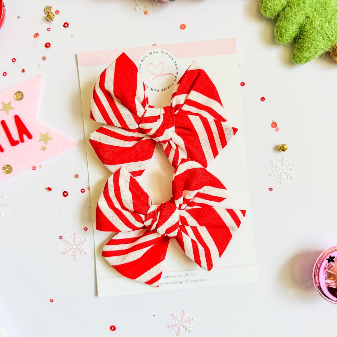 Candy Cane Pigtail Bow, Candy Cane Hair Bow, Candy Cane Girls Bow ...
