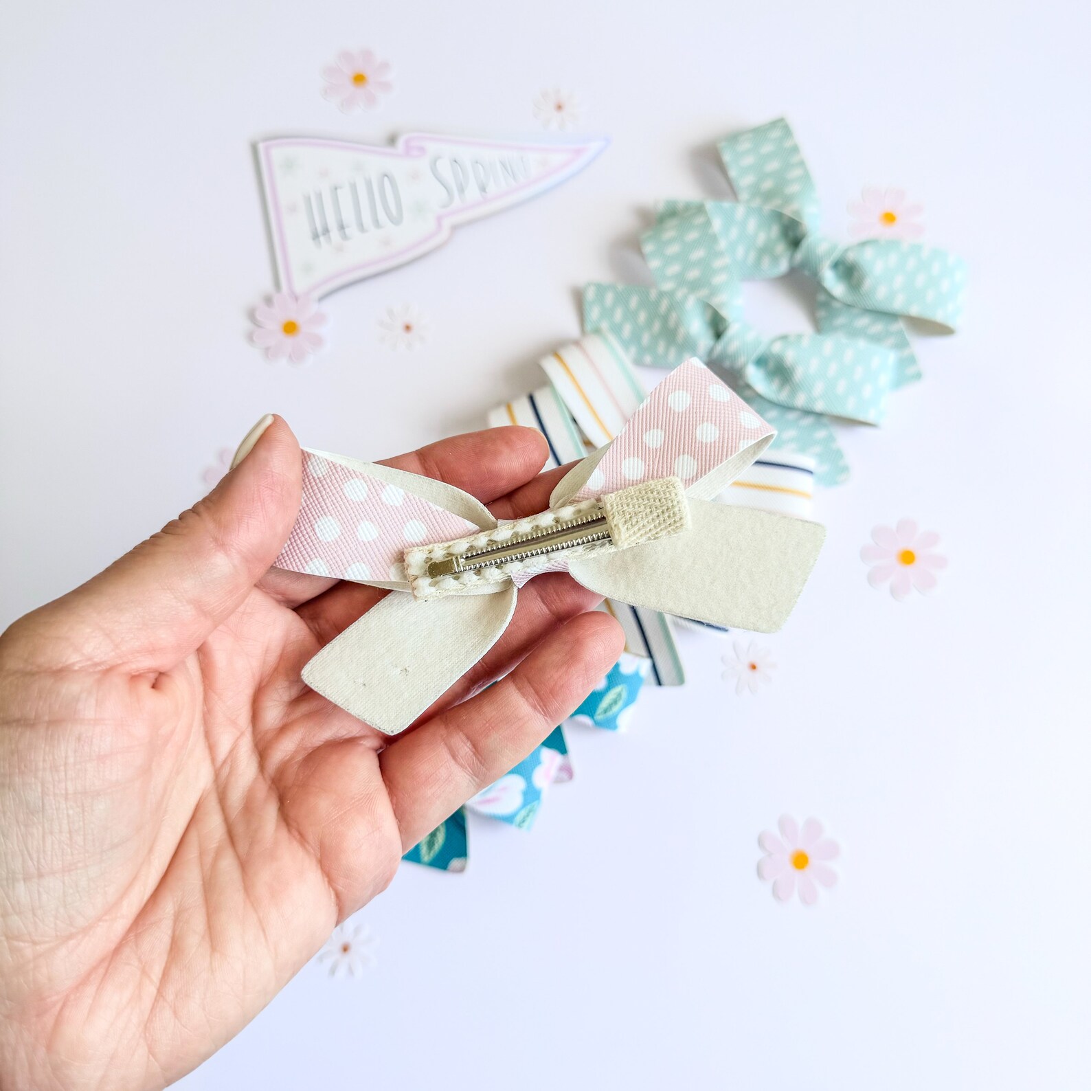 Spring Hair Bows, Boho Hair Bows, Pigtail Spring Hair Bows, Girls ...