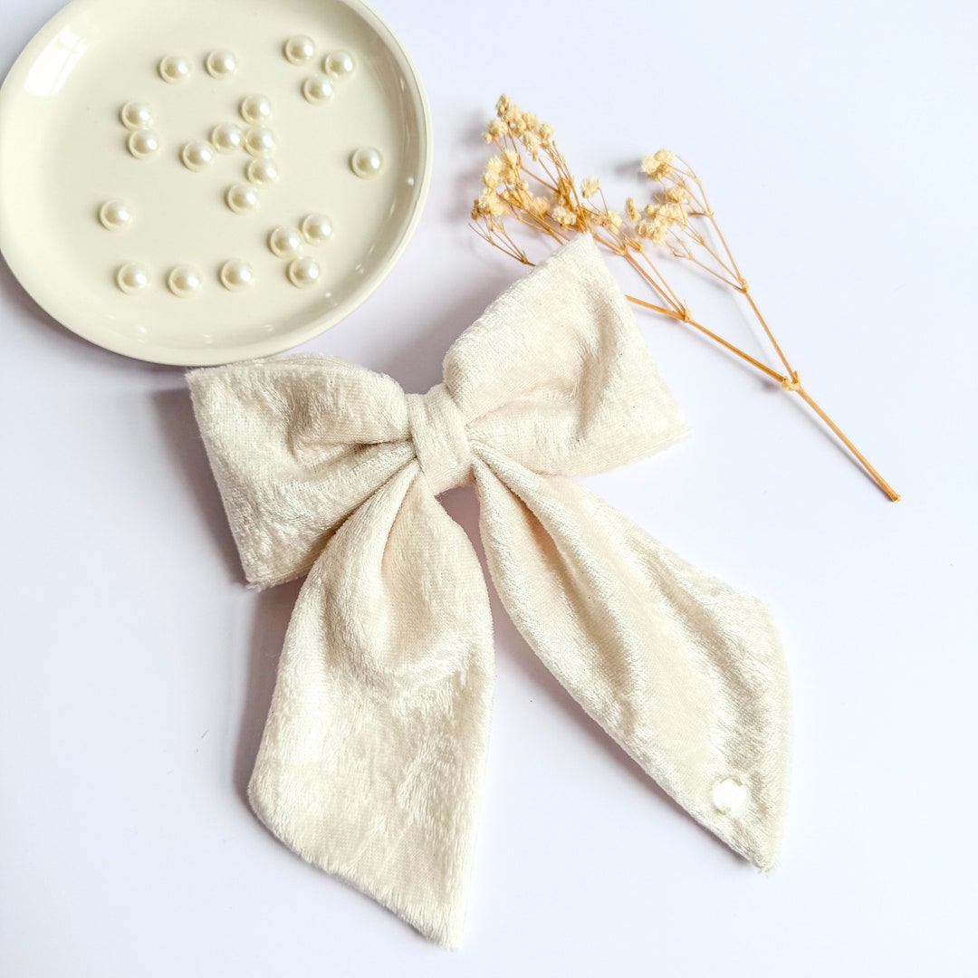 Velvet Hair Bow, Oversized Velvet Bow, Long Tail Hair Bow, Velvet Bow ...