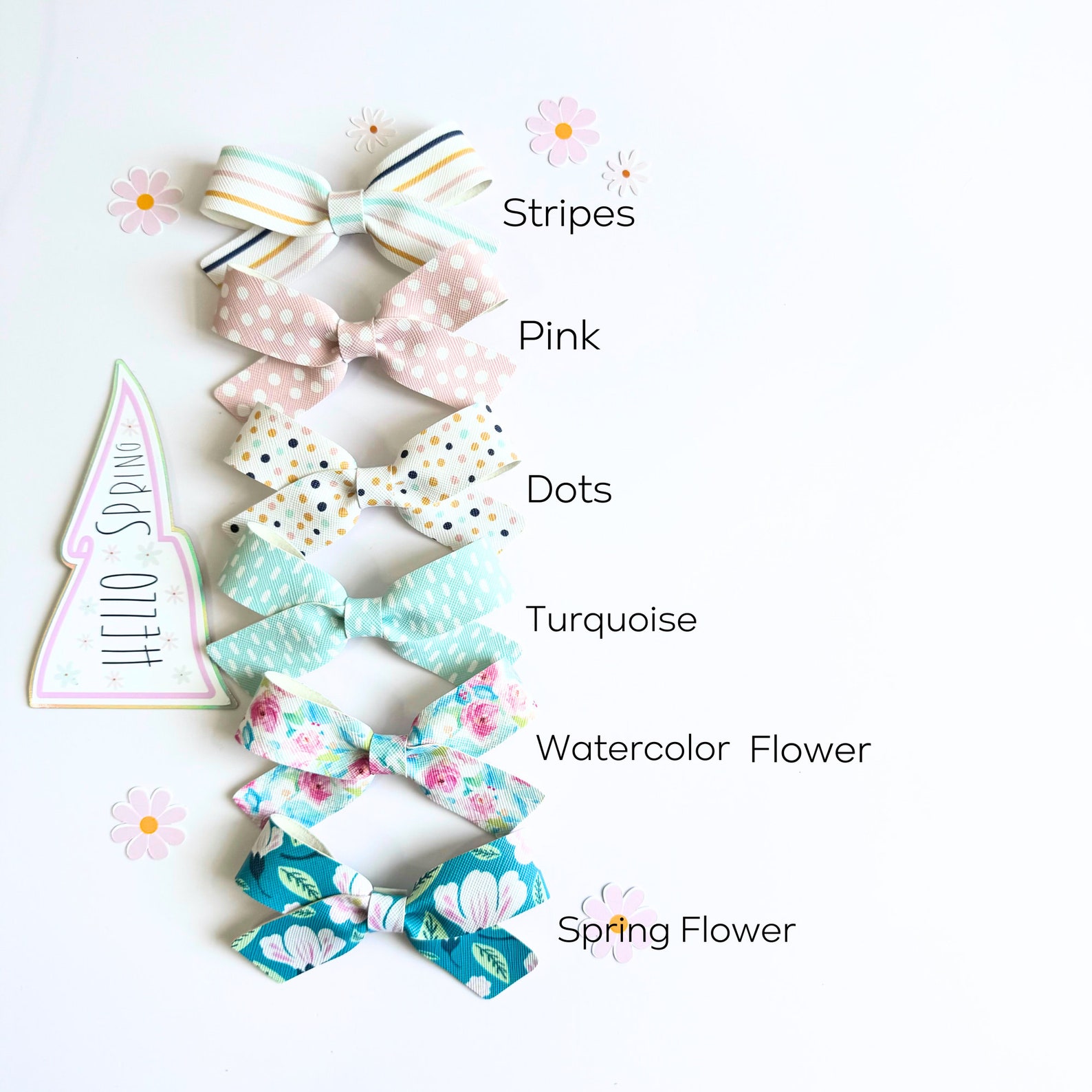 Spring Hair Bows, Boho Hair Bows, Pigtail Spring Hair Bows, Girls ...