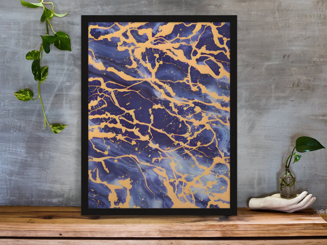 Blue and Gold Abstract Digital Art, Digital Download, Digital Print ...