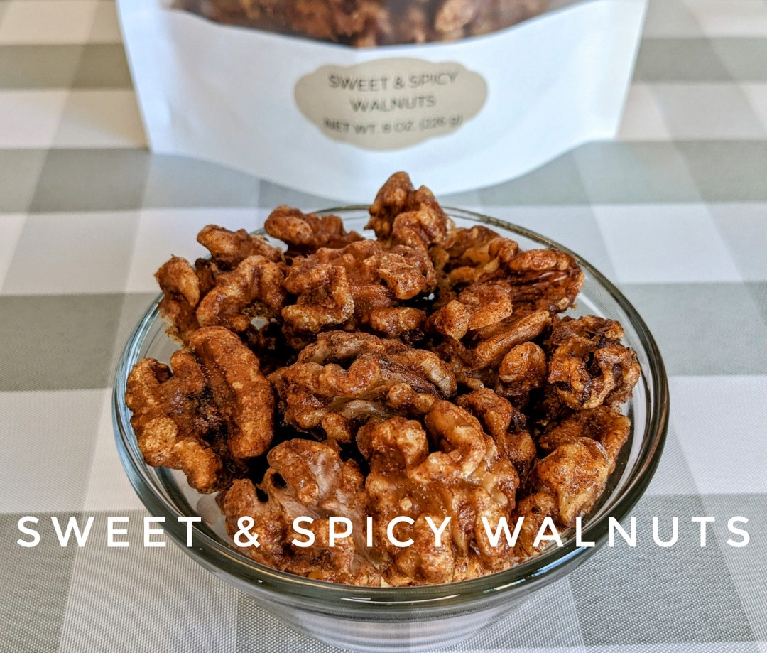 Sweet & Spicy Walnuts (8 Oz.) - Candied Walnuts - Freshly Made and ...