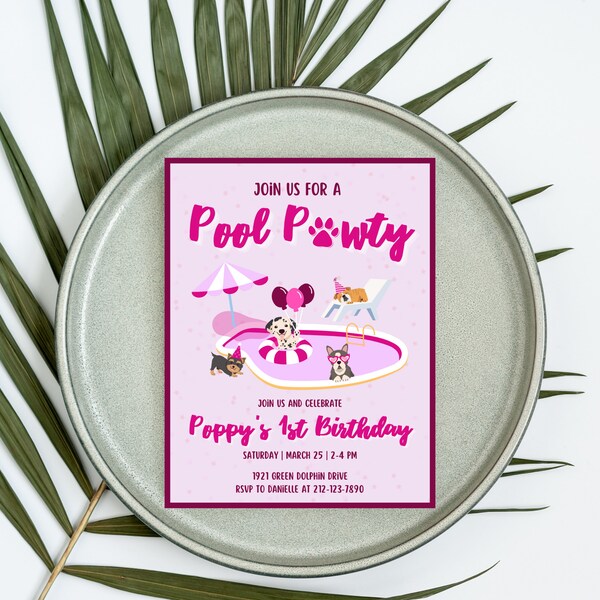 Dog Pool Party Invitation Template - Etsy