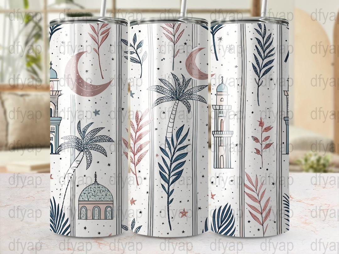Islamic Art Tumbler Wrap PNG, 20oz Skinny Tumbler Wraps, Mosque Palm ...