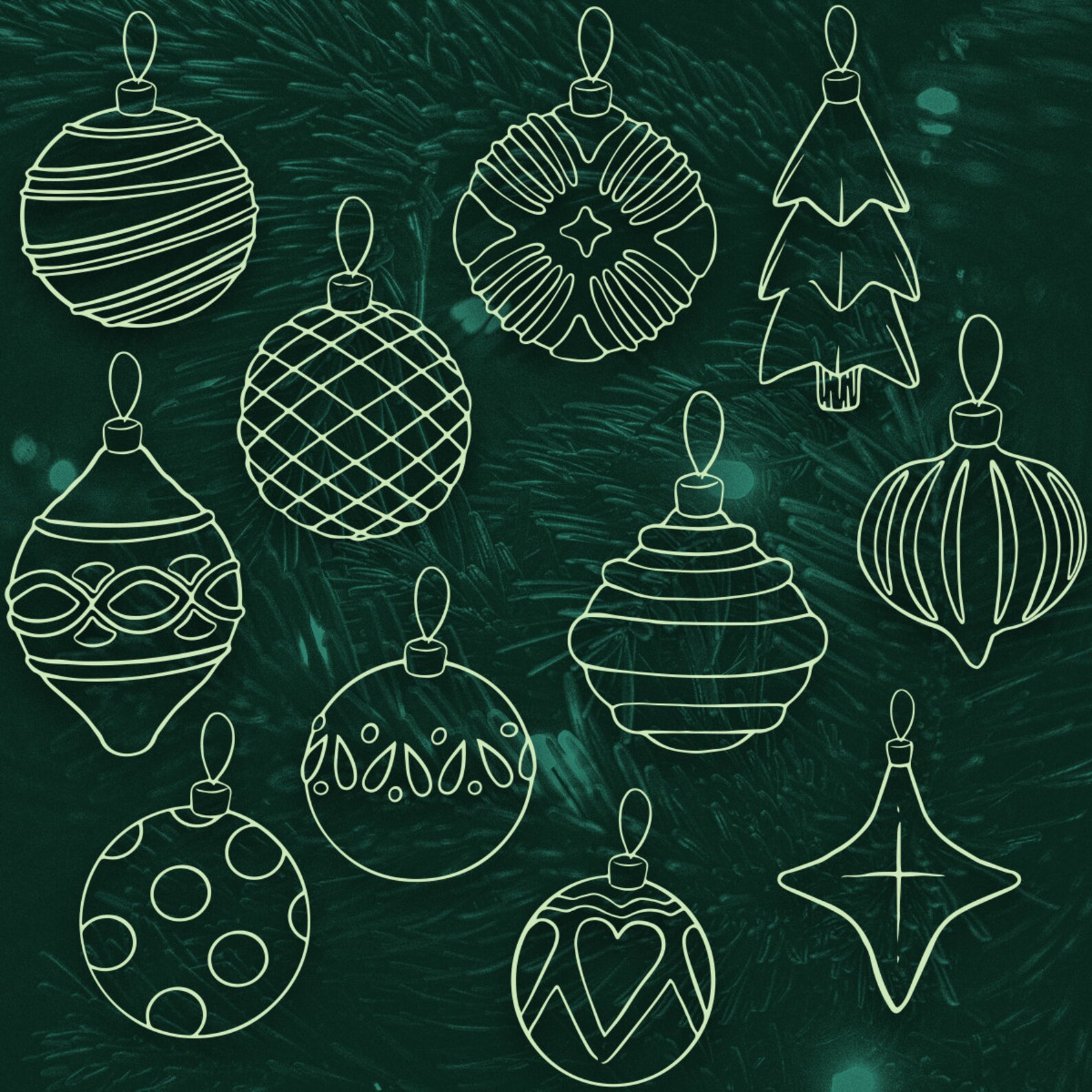 Holiday Ornaments Clipart PNG, SVG, EPS Cricut / Cut Files / Silhouette ...