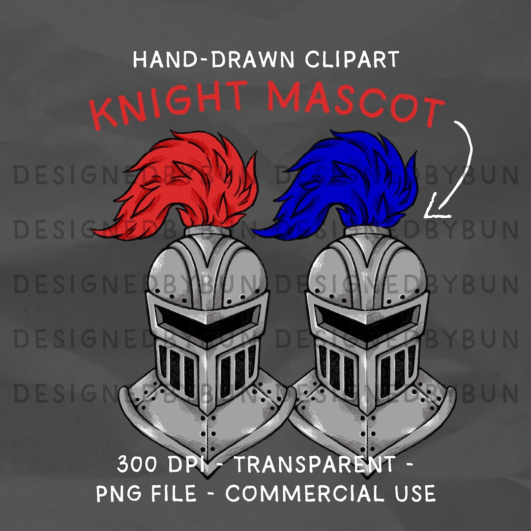 Hand-drawn Knight Mascot Clipart: School Spirit PNG (digital Download ...