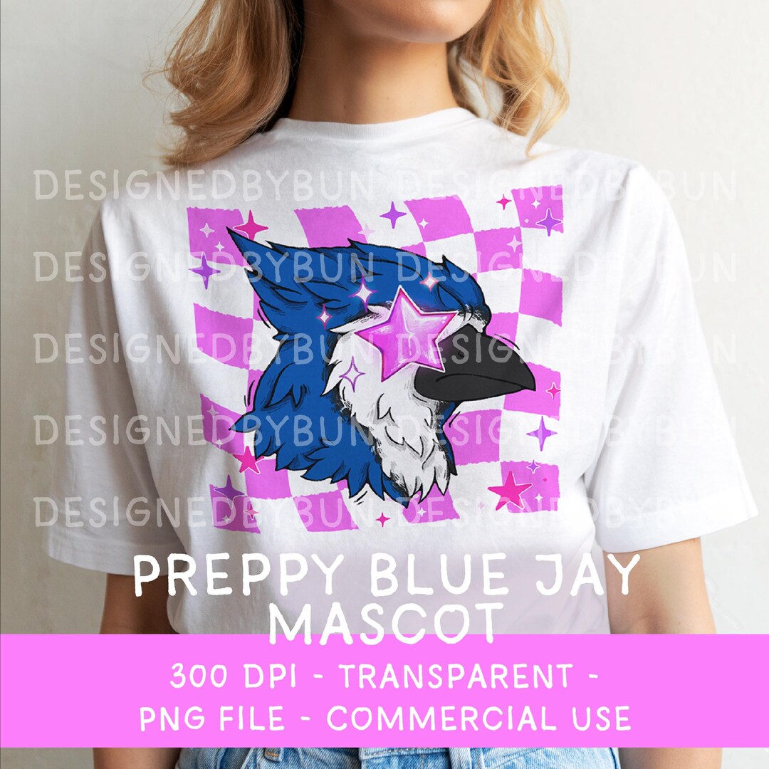 Preppy Blue Jay Mascot Clipart: Hand-drawn School Spirit Design (PNG ...