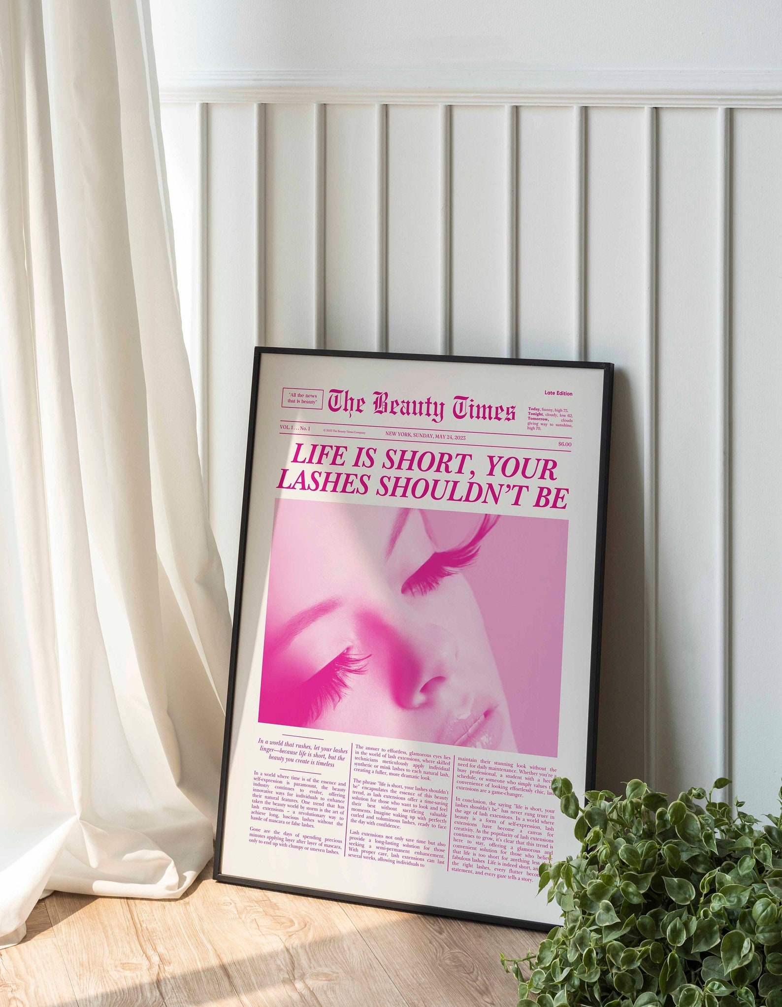 THE BEAUTY TIMES Poster・pink Headline Newspaper・lash Extensions ...