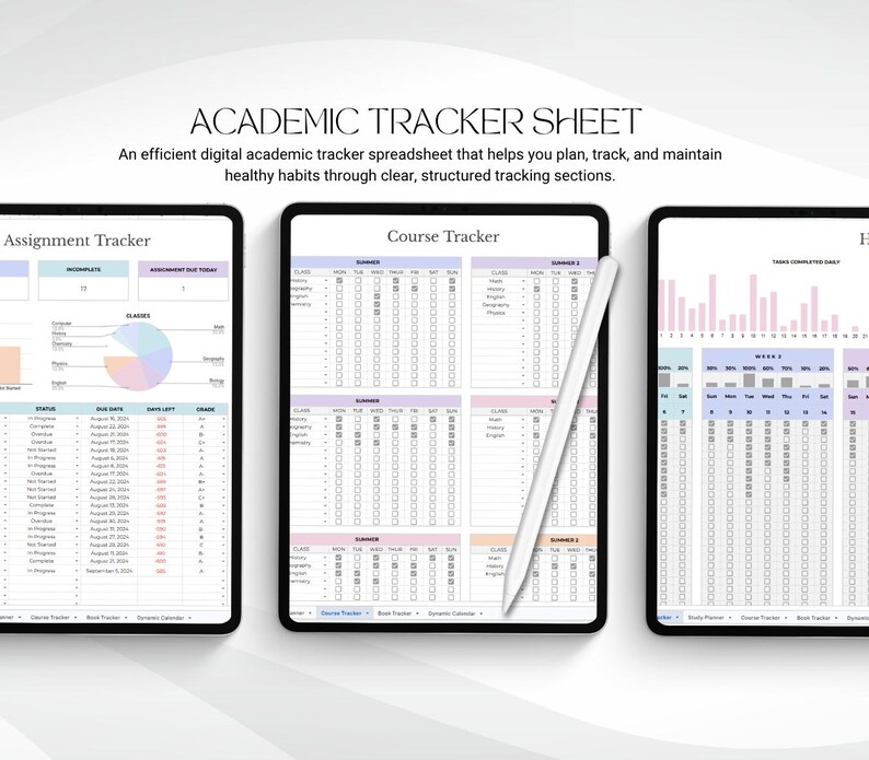 Academic Tracker Printable | Student Planner Sheet | Study Tracker ...