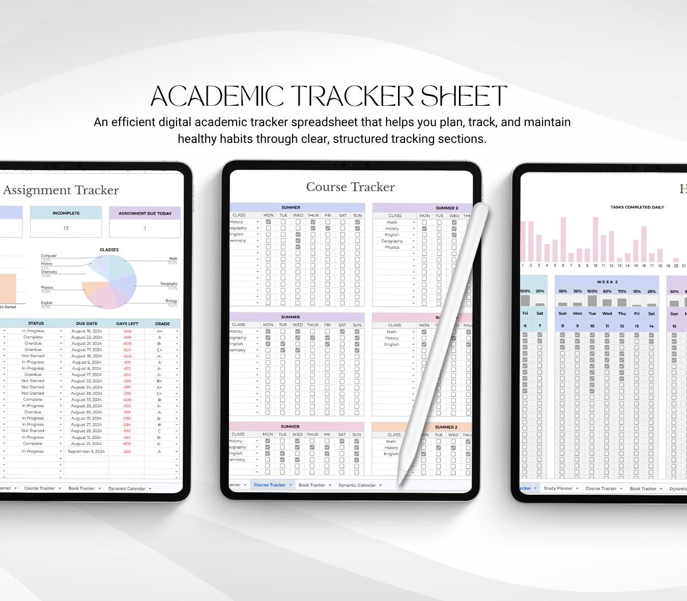 Academic Tracker Printable | Student Planner Sheet | Study Tracker ...