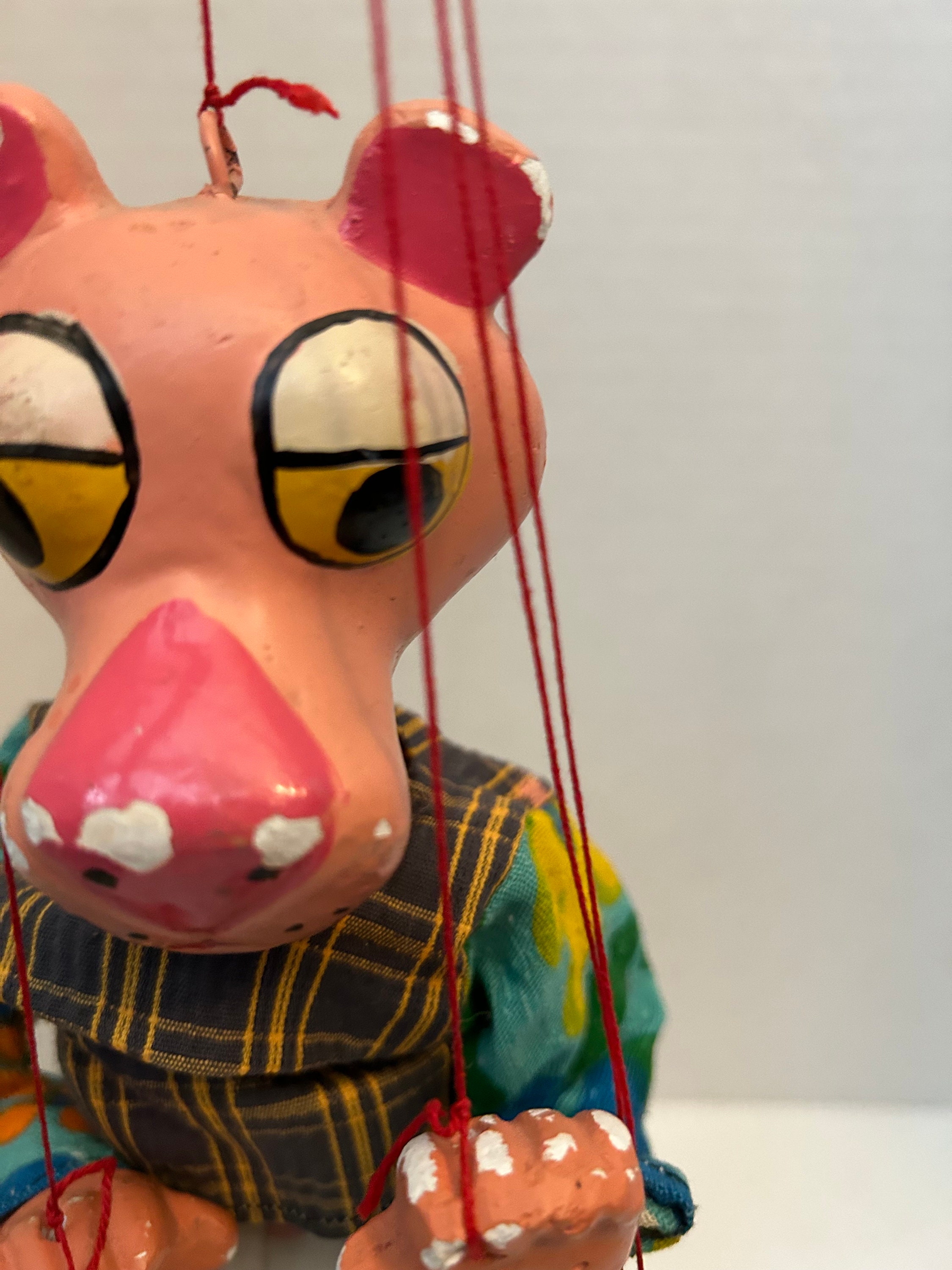 Vintage Pink Panther Marionette String Puppet Ceramic Mexico Handmade ...