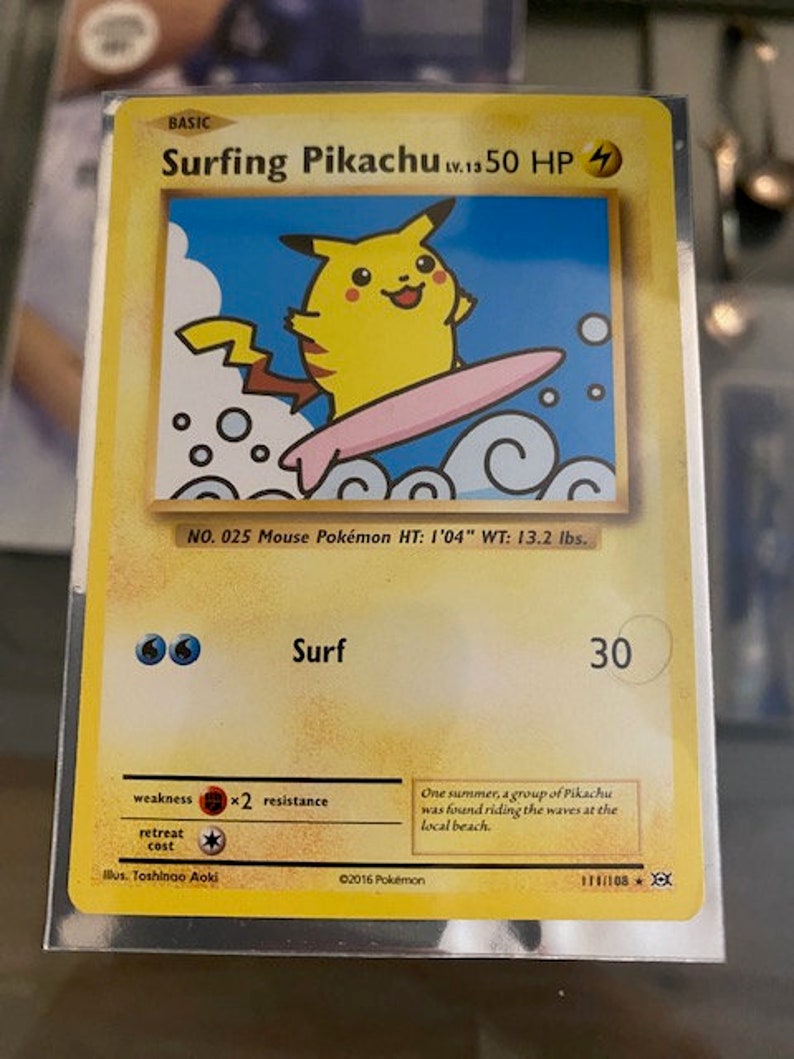 Surfing Pikachu 50 HP Pokemon Trading Card Rare Pika Great Condition ...