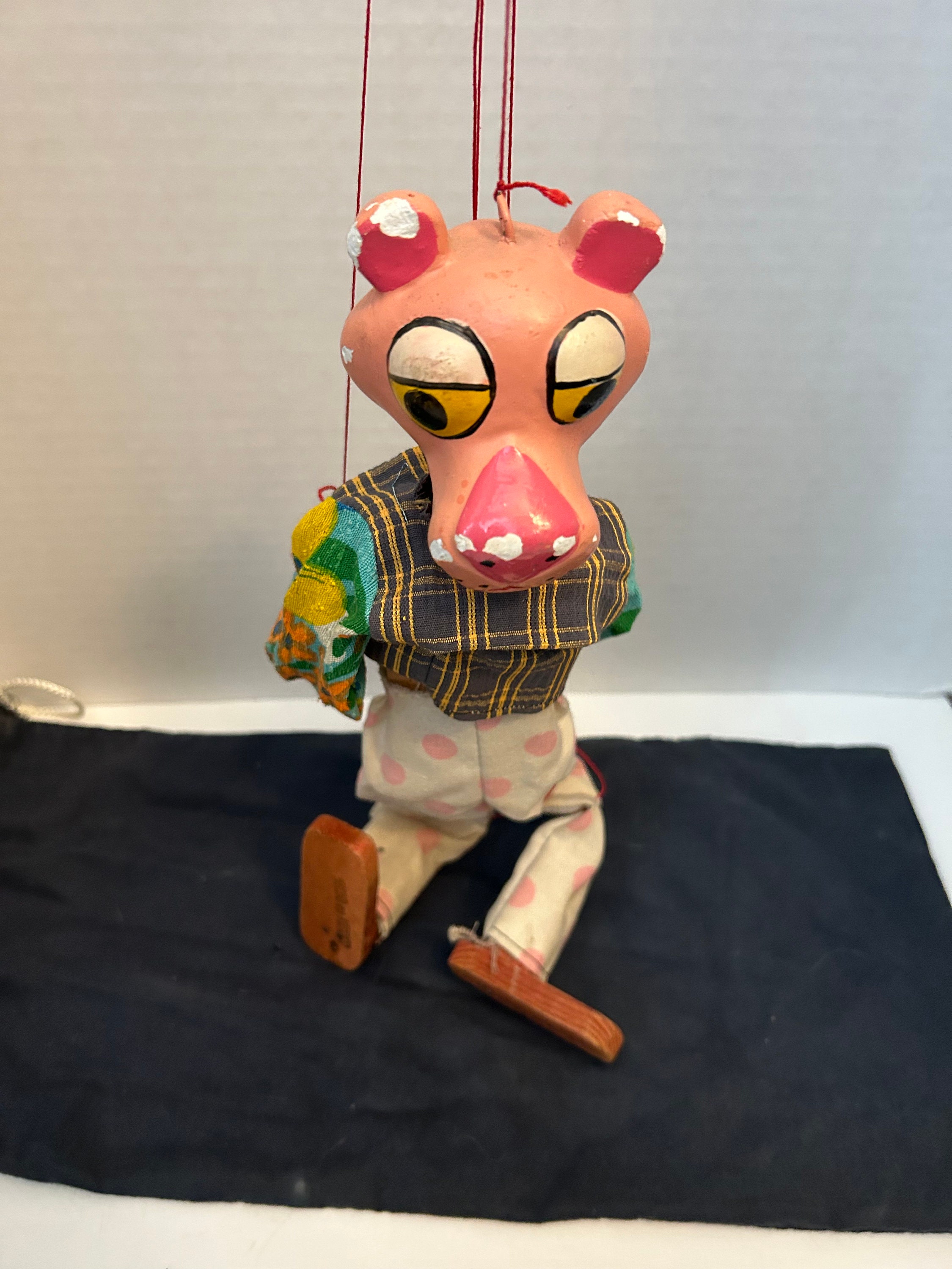 Vintage Pink Panther Marionette String Puppet Ceramic Mexico Handmade ...