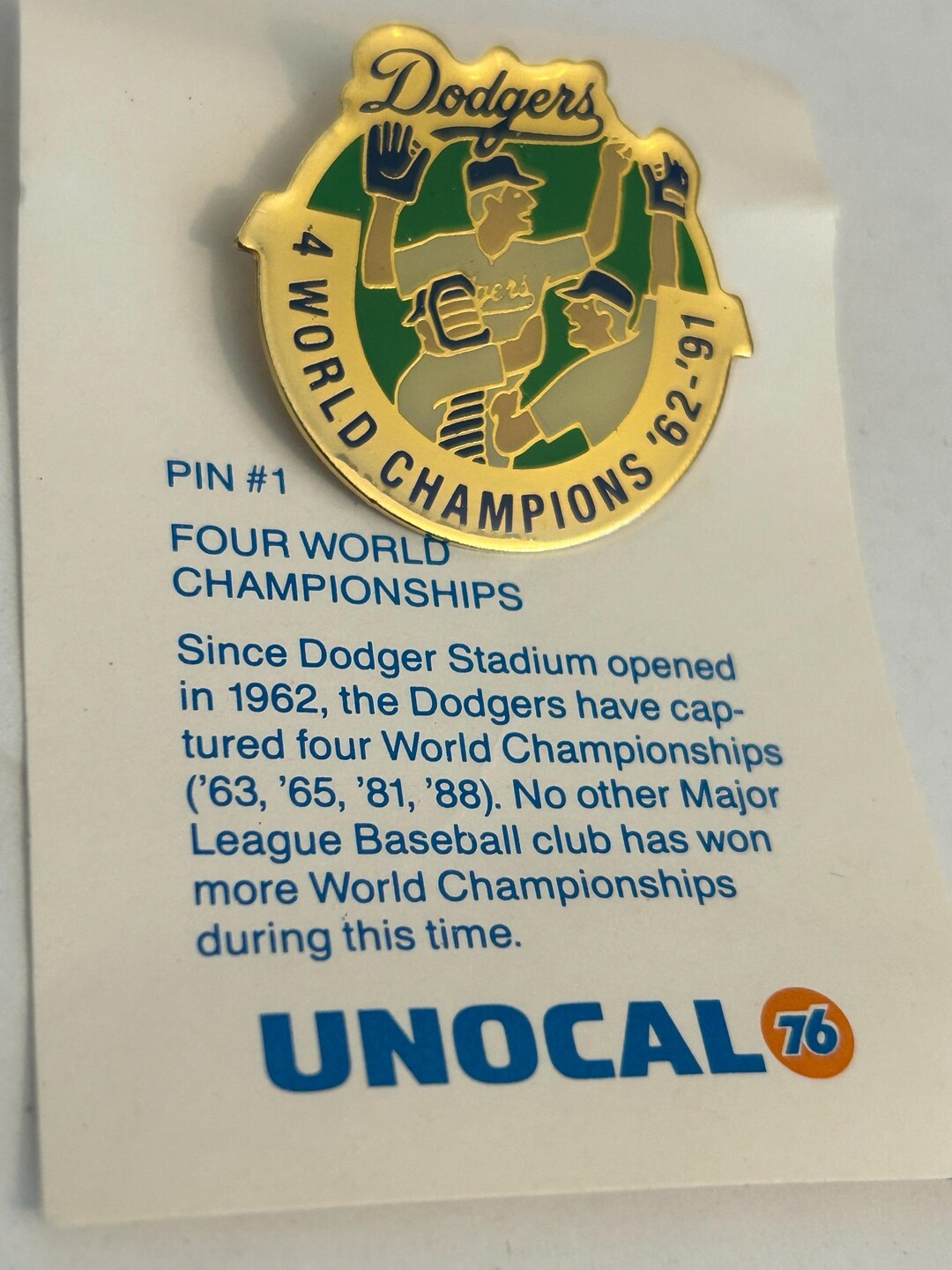 LA Dodgers World Series Champions Pin #1 Badge MLB - Etsy