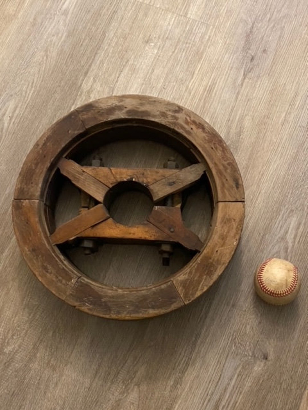 Primitive Antique Wooden Wheel 1800's Industrial Farm Round Pulley ...