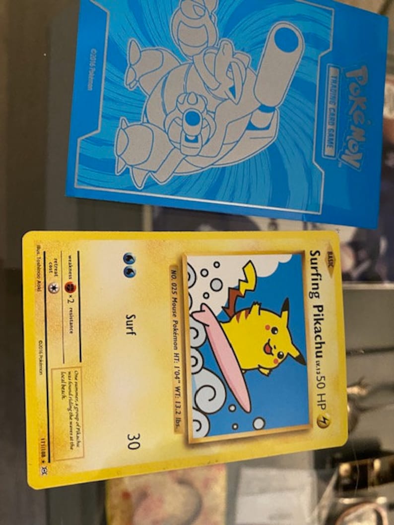Surfing Pikachu 50 HP Pokemon Trading Card Rare Pika Great Condition ...