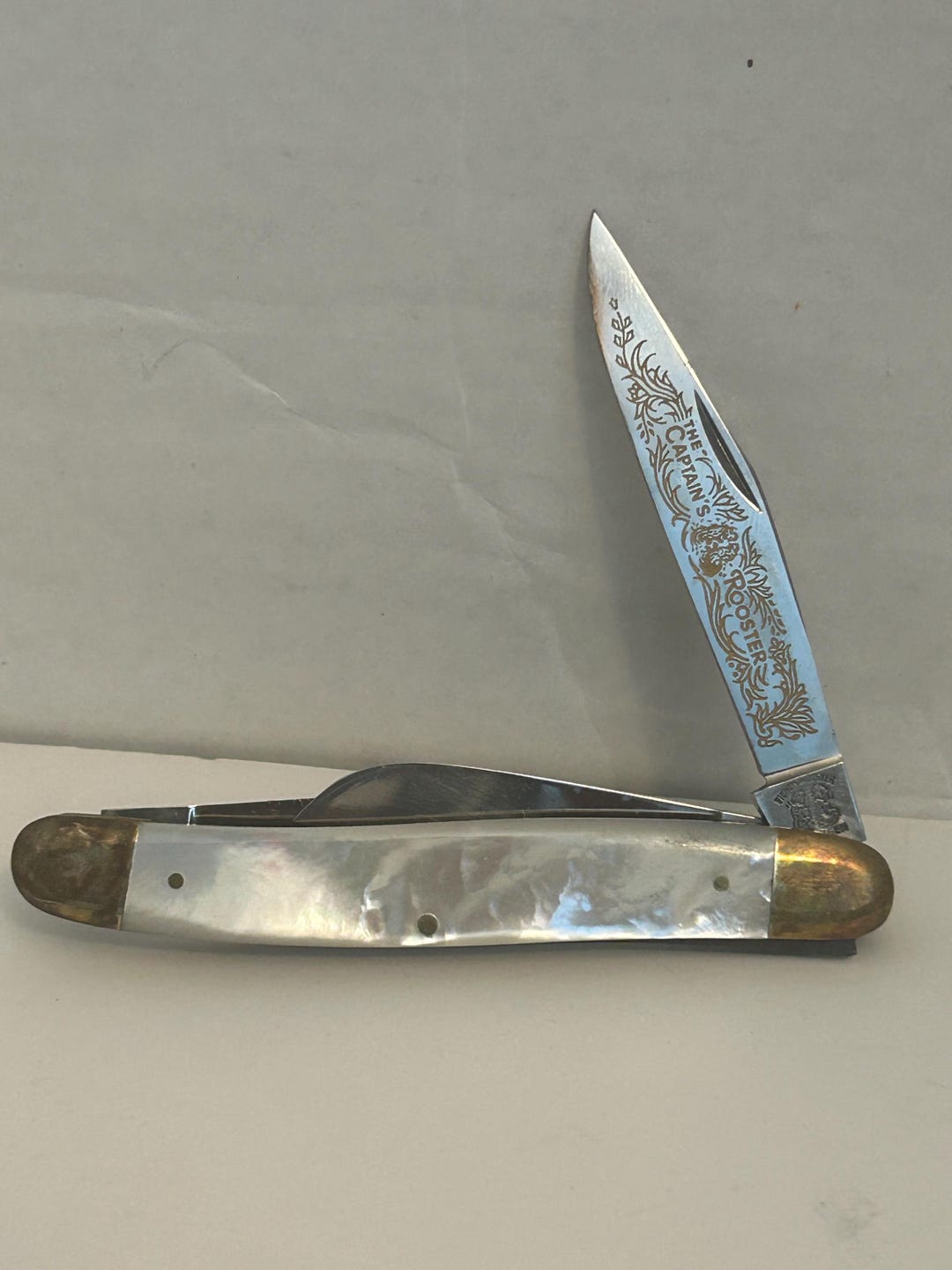 The Captain’s Rooster Rare Abalone Knife Fight’n Rooster 3 Blades New ...