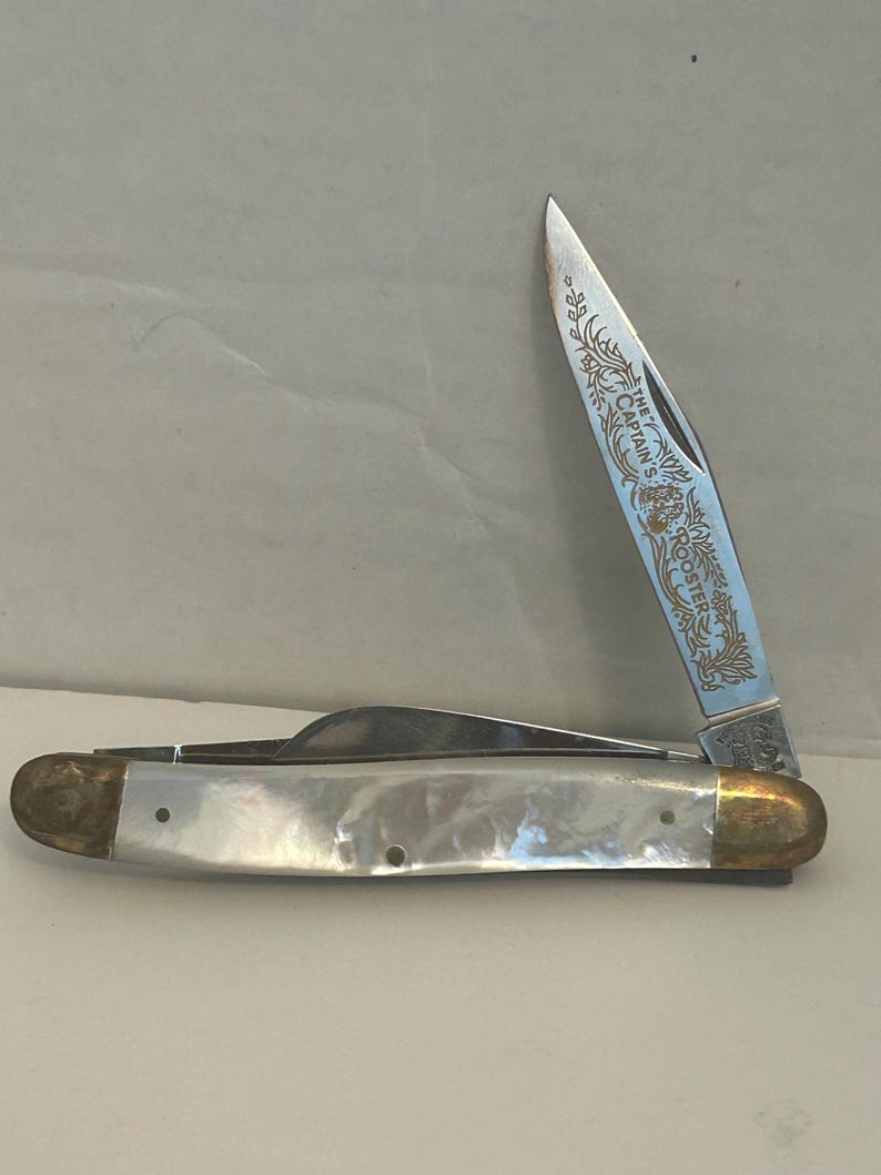 The Captain’s Rooster Rare Abalone Knife Fight’n Rooster 3 Blades New ...