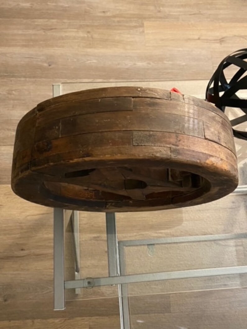 Primitive Antique Wooden Wheel 1800's Industrial Farm Round Pulley ...