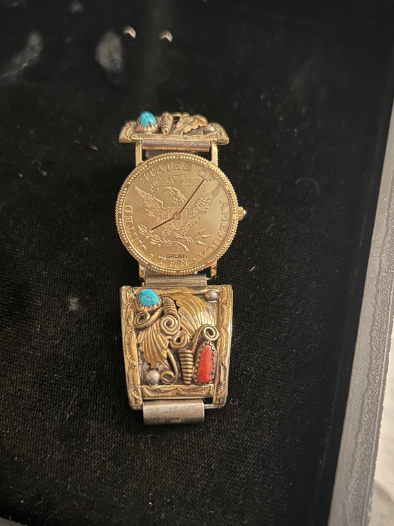 RARE Men's GRUEN 10 Dollar Gold Coin Watch Gold Liber… - Gem