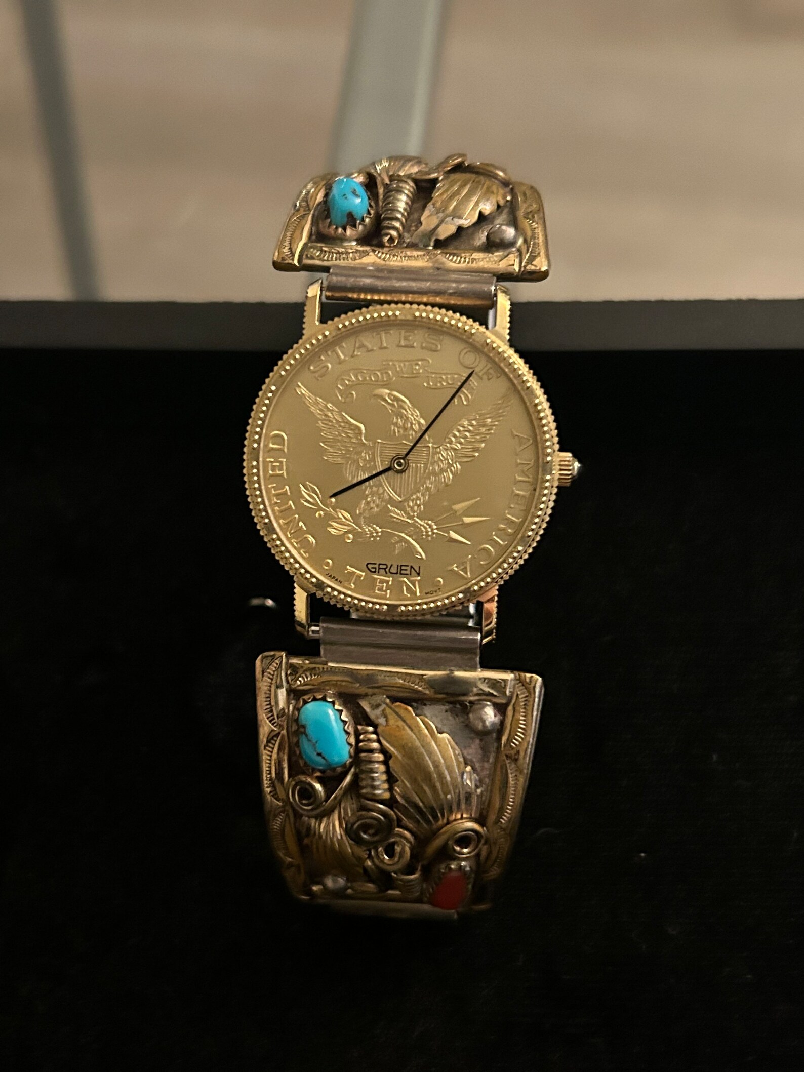 RARE Men's GRUEN 10 Dollar Gold Coin Watch Gold Liberty Head Sterling ...